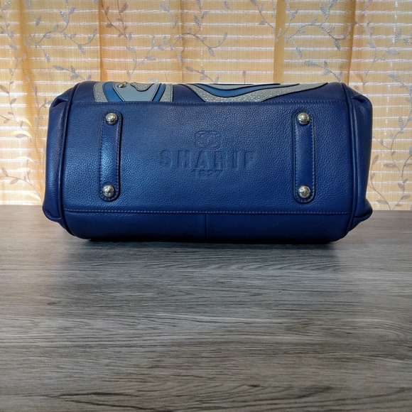 Sharif | Bags | Sharif Blue And Silver Floral Satchel Handbag Euc ...